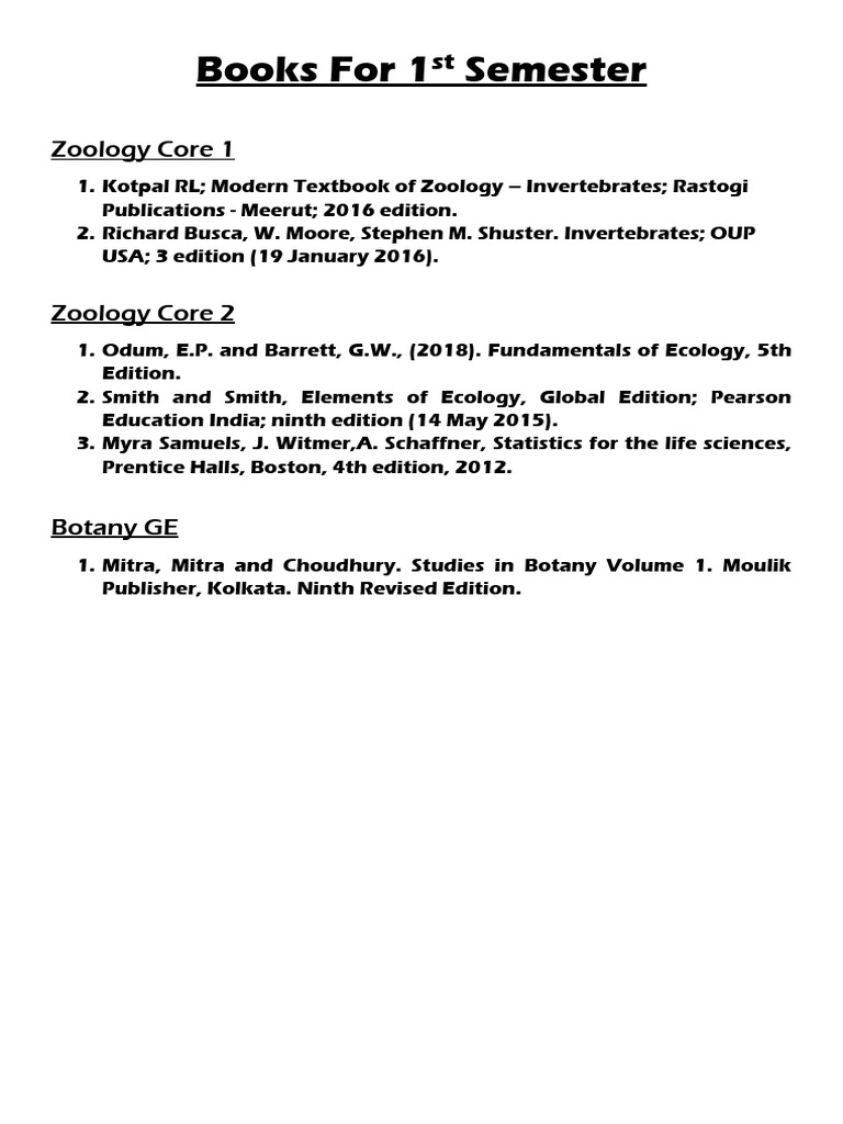 Books For 1st Semester | PDF
