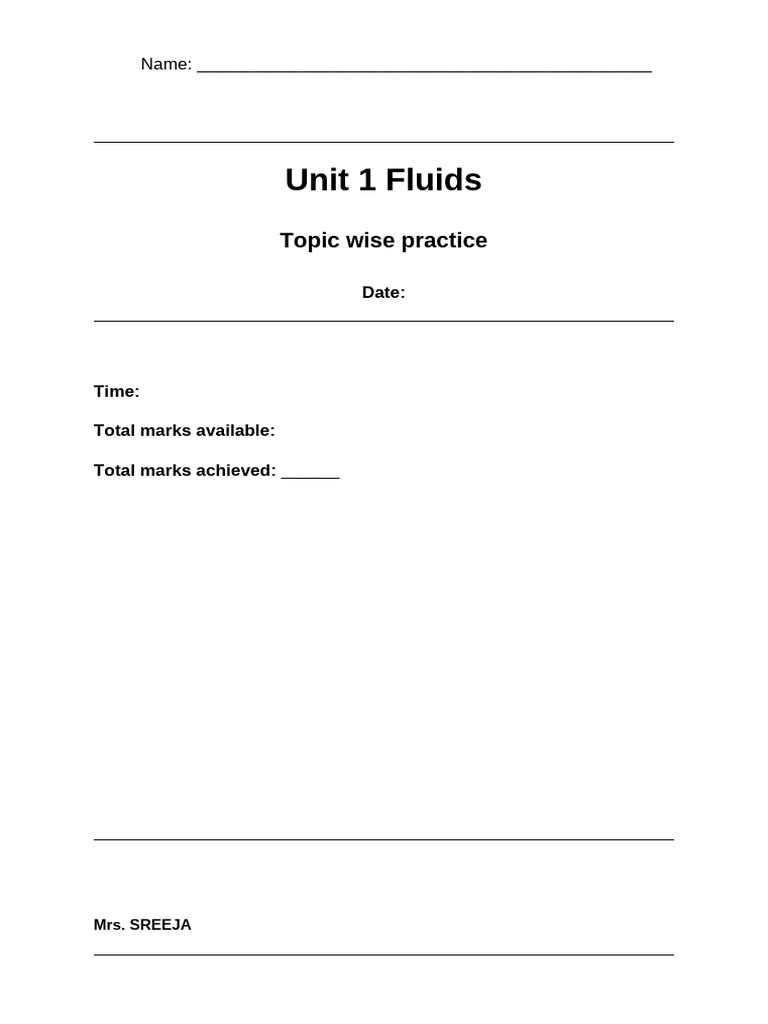 Topic Wise Practice-Fluids | PDF