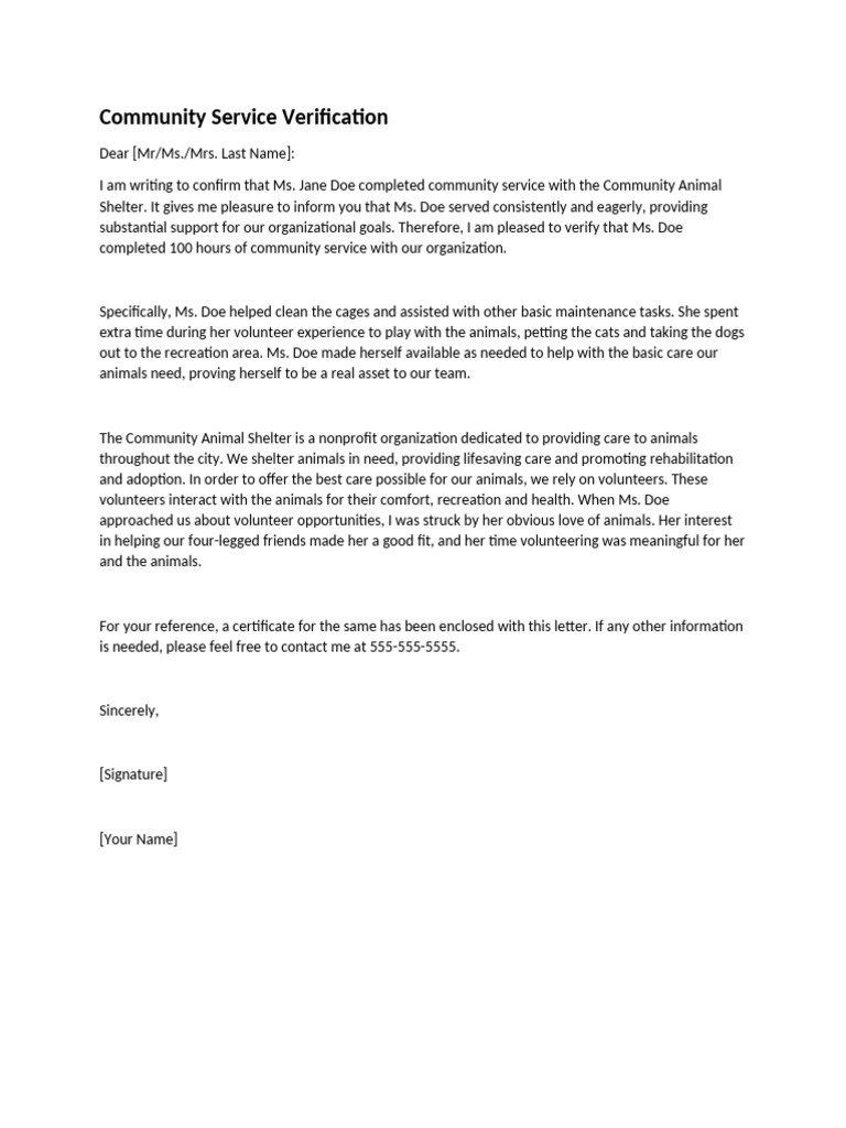 Community Service Letter Template 10 | PDF | Social Science