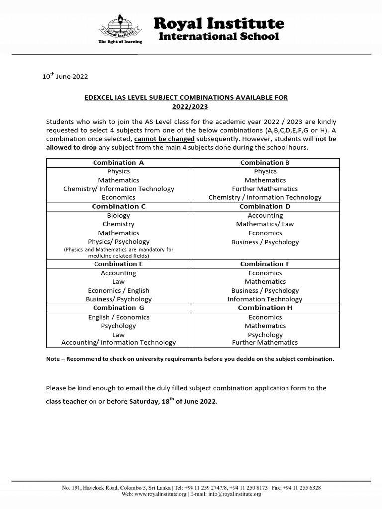 Edexcel IAS Subject Combination - June 2022 | PDF