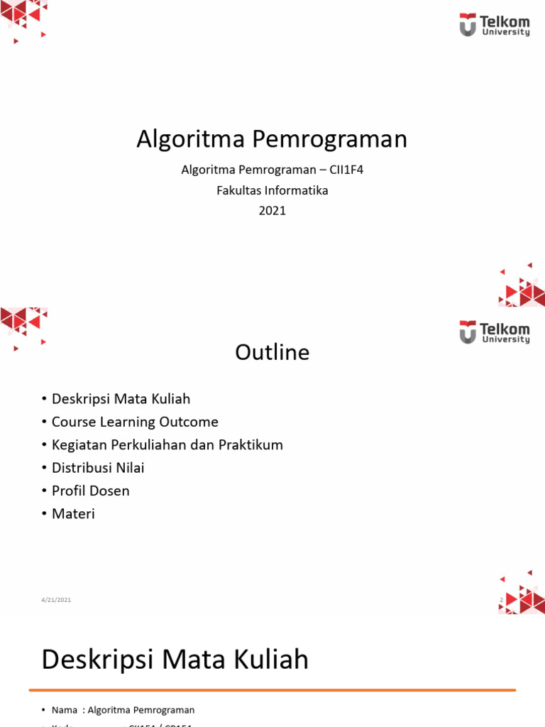 Minggu 01 - Pengantar Algoritma | PDF