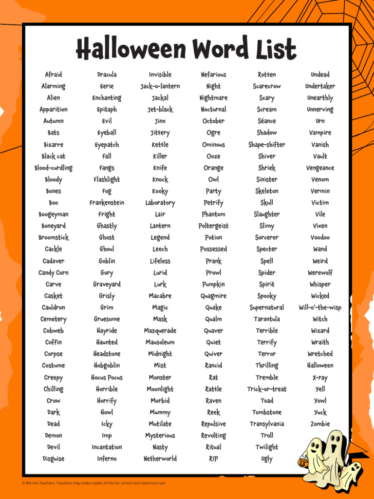 Halloween Wordlist | PDF