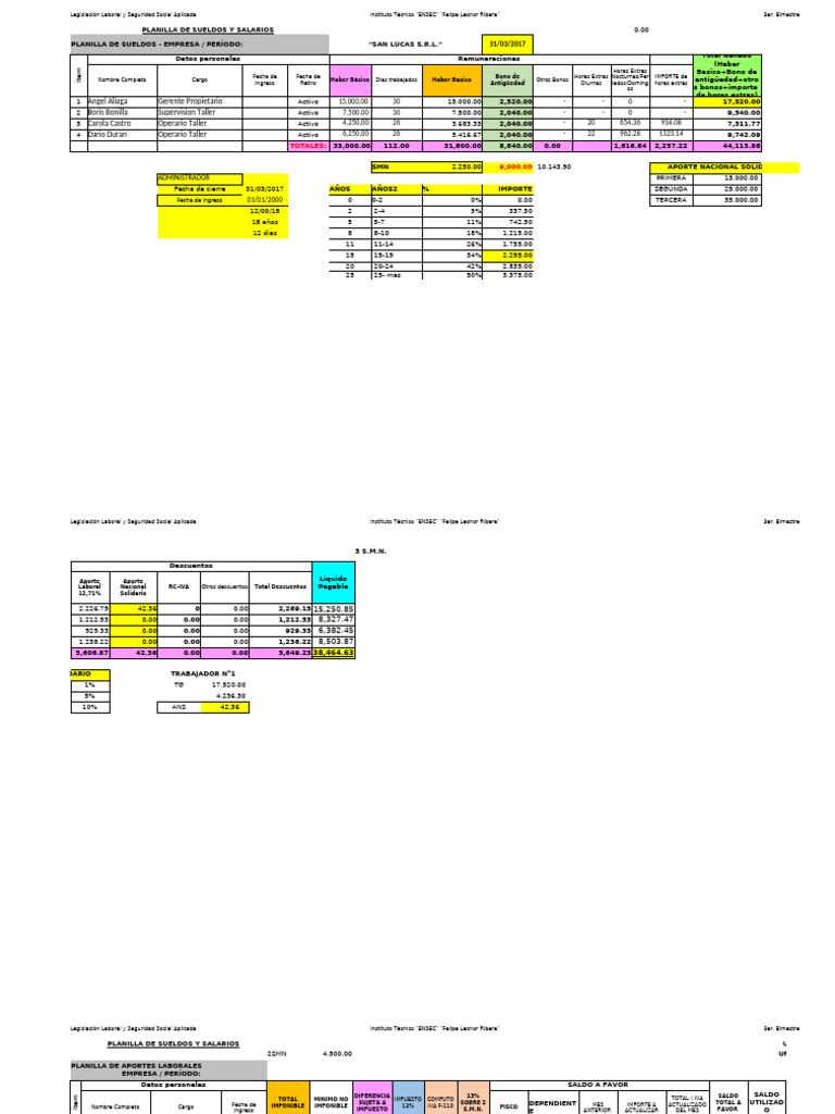 Examen Planillas | PDF