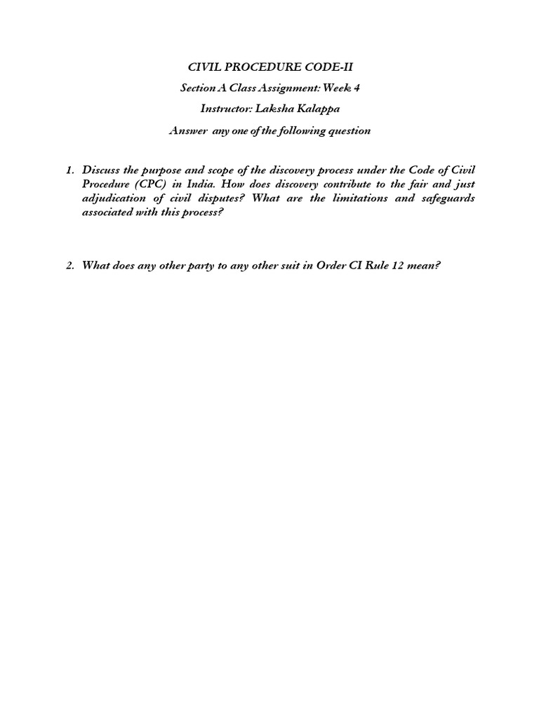 CPC-II - Week 4 Assignment - Prof. Laksha - Section A | PDF