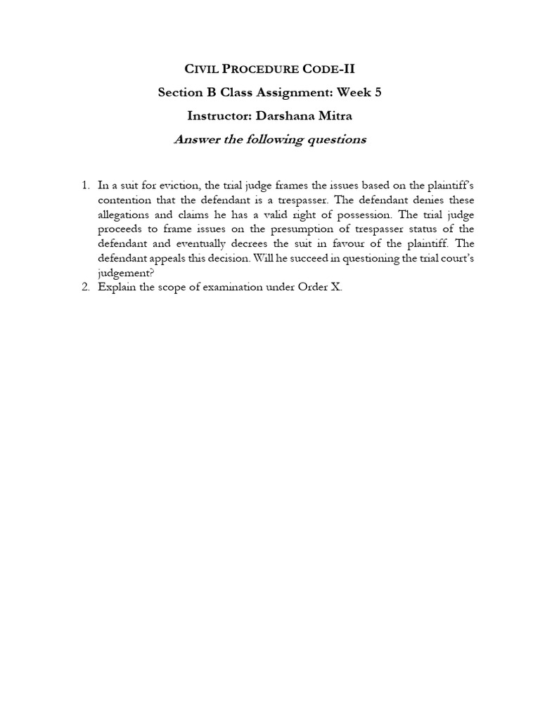 CPC-II - Week 5 Assignment - Prof. Darshana Mitra - Section B | PDF