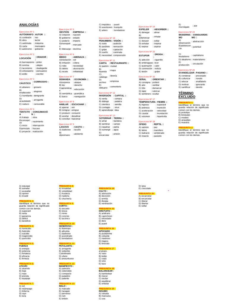 Practica de Analogias Cepre 13 | PDF
