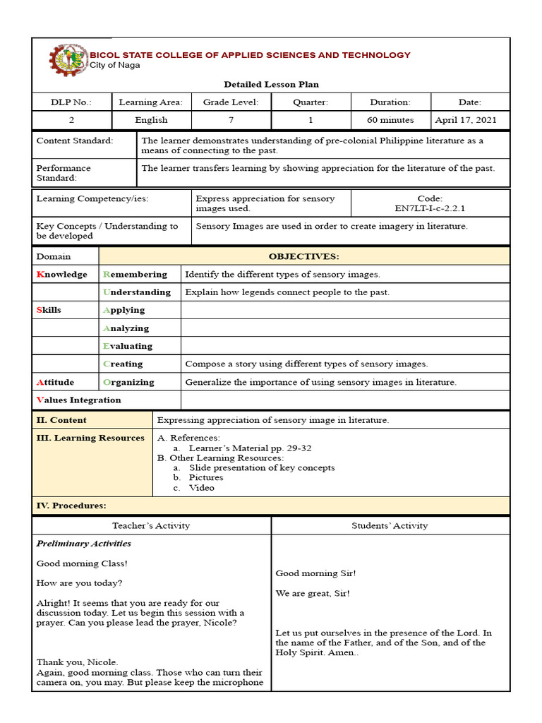 Revised Dlp In Literature Pdf