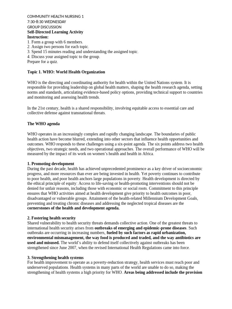 WHO Handout | PDF