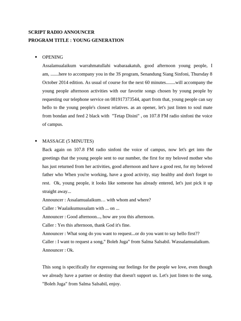 Script Radio Announcer | PDF