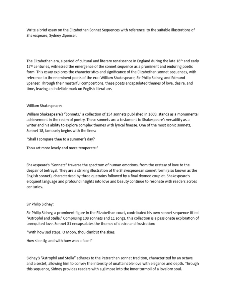 Sonnet Sequence Pdf Sonnets Edmund Spenser