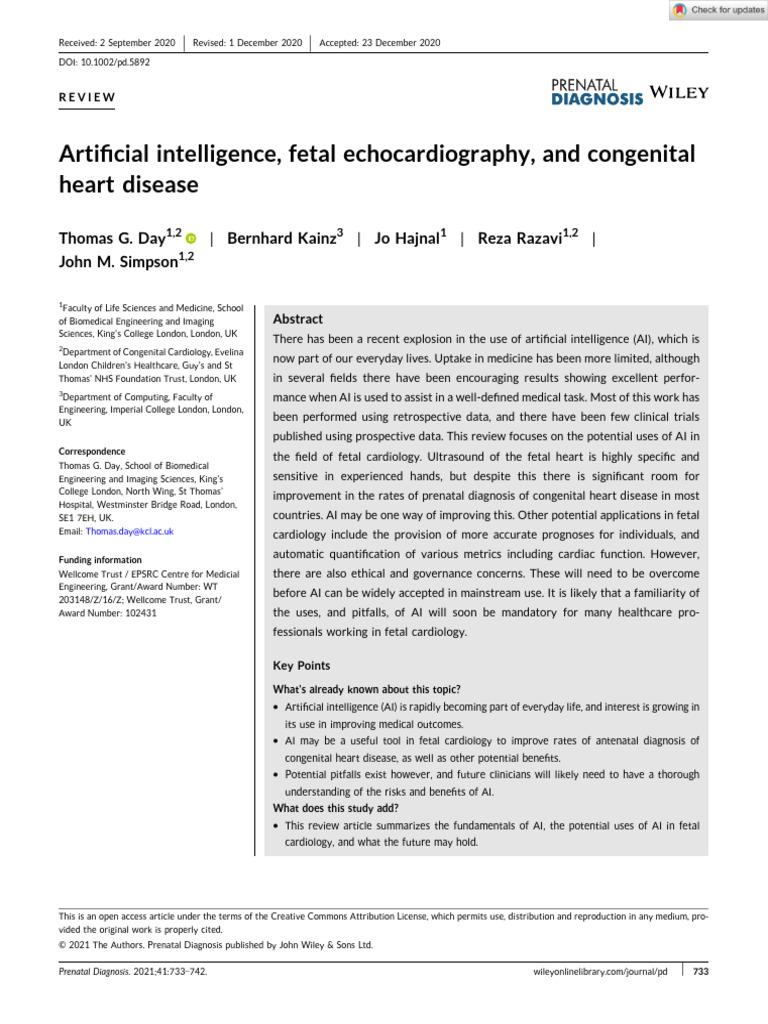 Artificial Intelligence, Fetal Echocardiography, and Congenital Heart ...