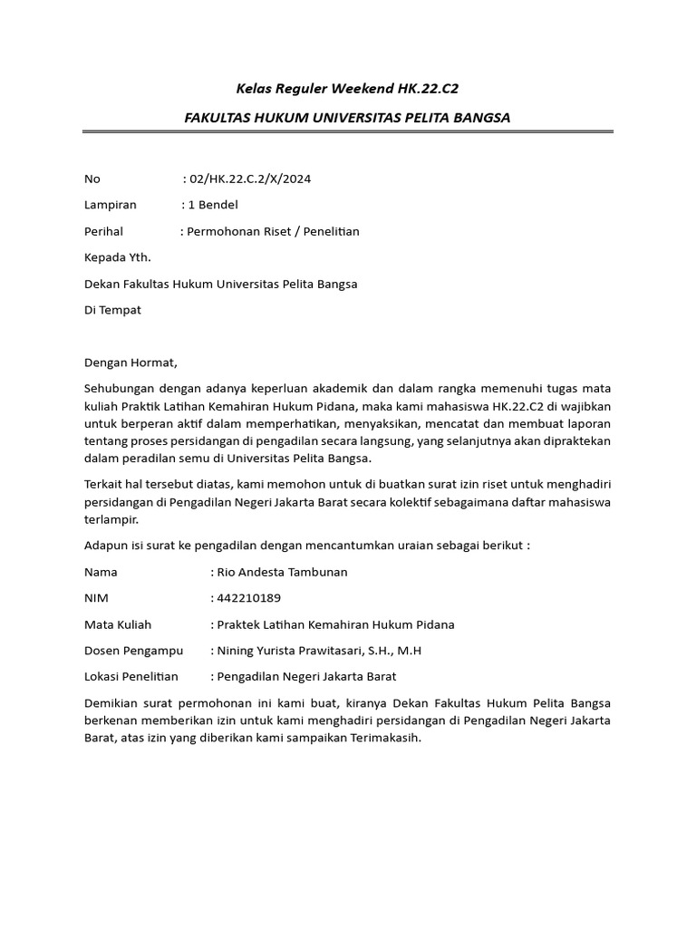 Surat Pengantar Penelitian KEL.5 (2) - 2 | PDF