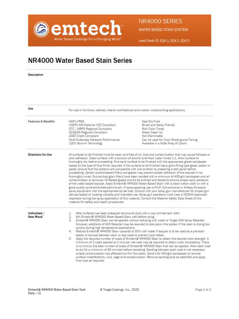 TC TDS NR4000 STAIN SERIES - v4 - 2022 | PDF