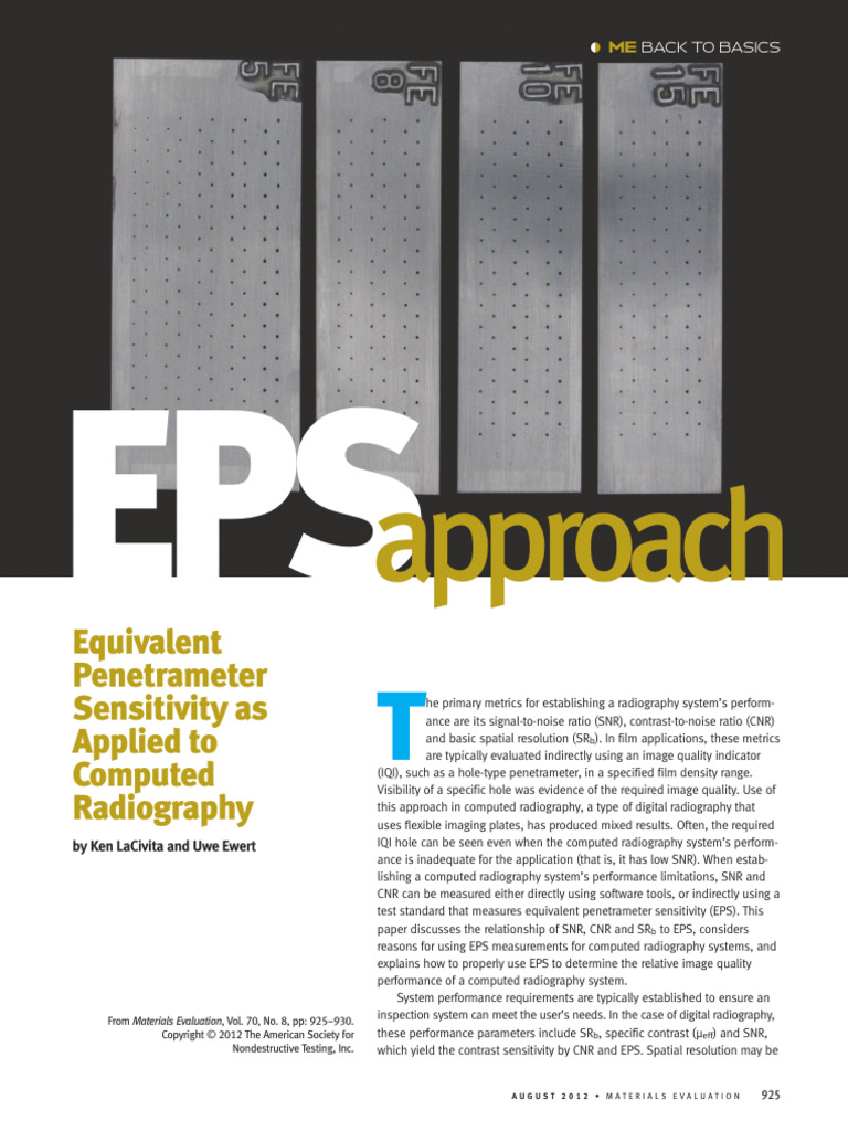 Back To Basics: Equivalent Penetrameter Sensitivity As Applied To ... Back To Basics: Equivalent Penetrameter Sensitivity As Applied To ...