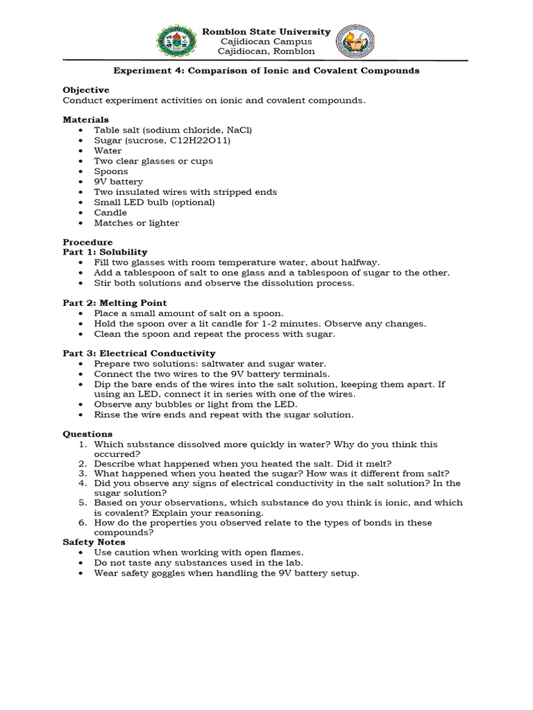 Unit 2 Experiments Chem 1 1 | PDF