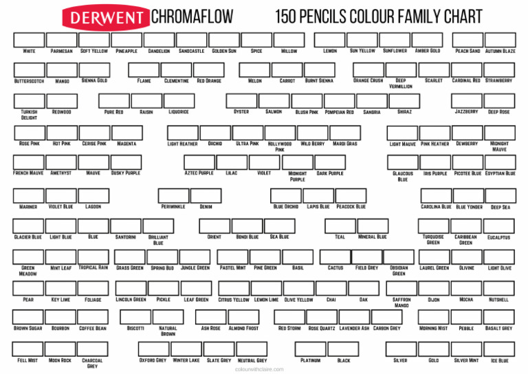 Derwent Chromaflow 150 Colour Family Chart | PDF