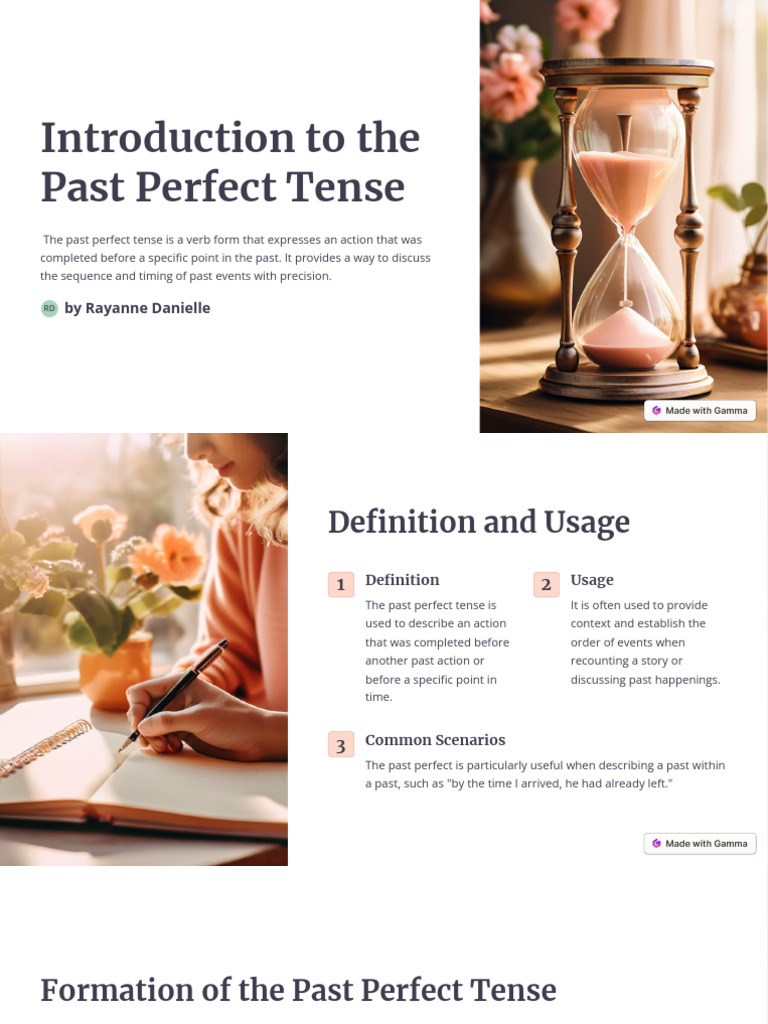 Introduction To The Past Perfect Tense | PDF | Perfect (Grammar ...