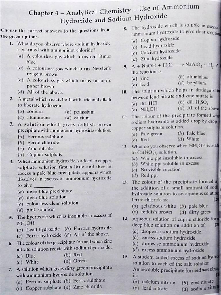 MCQ Analytical Chemistry | PDF