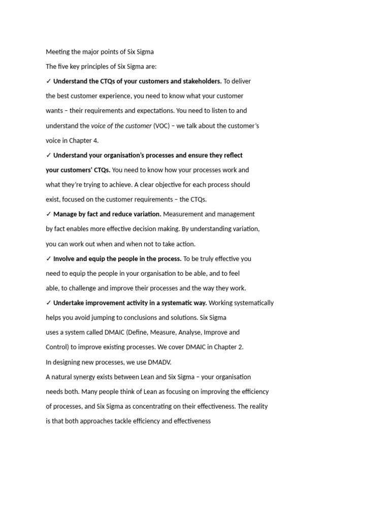 Meeting The Major Points of Six Sigma | PDF