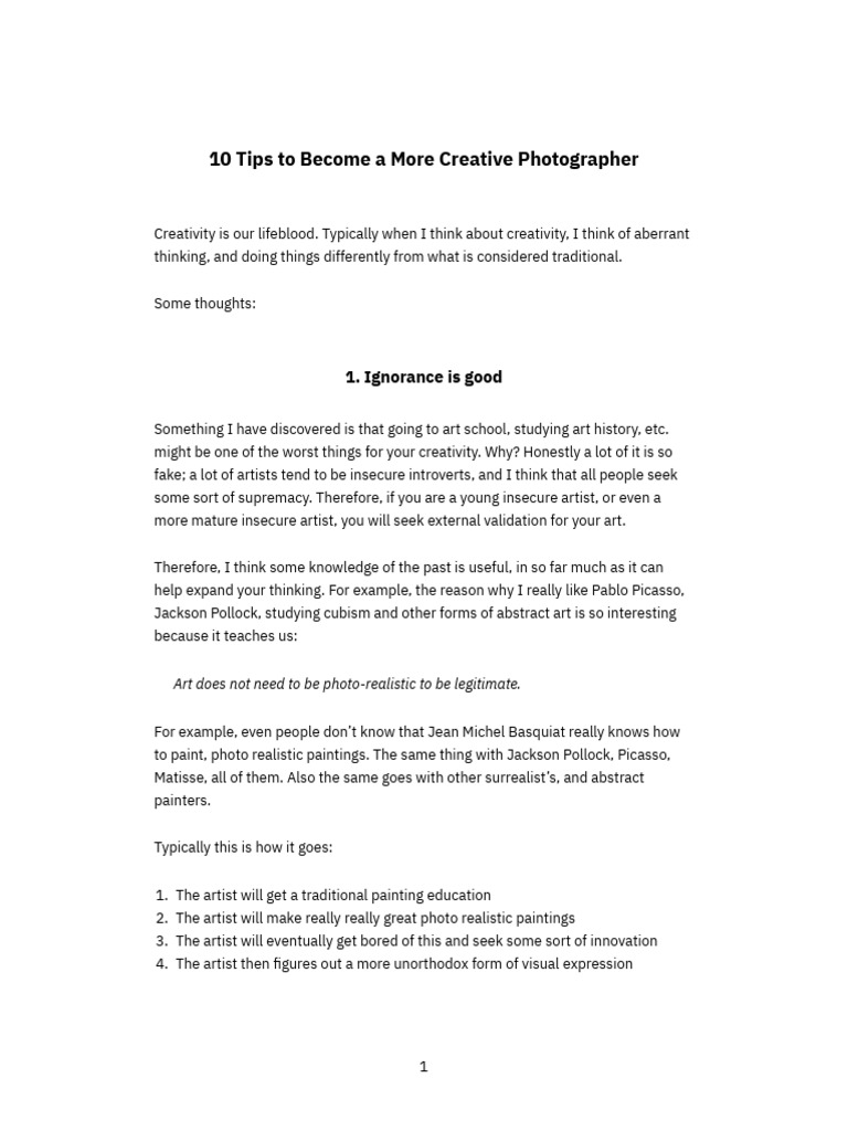 10 Tips To Become A More Creative Photographer | PDF