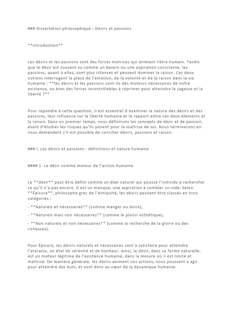 Désirs Et Passions en Philosophie | PDF