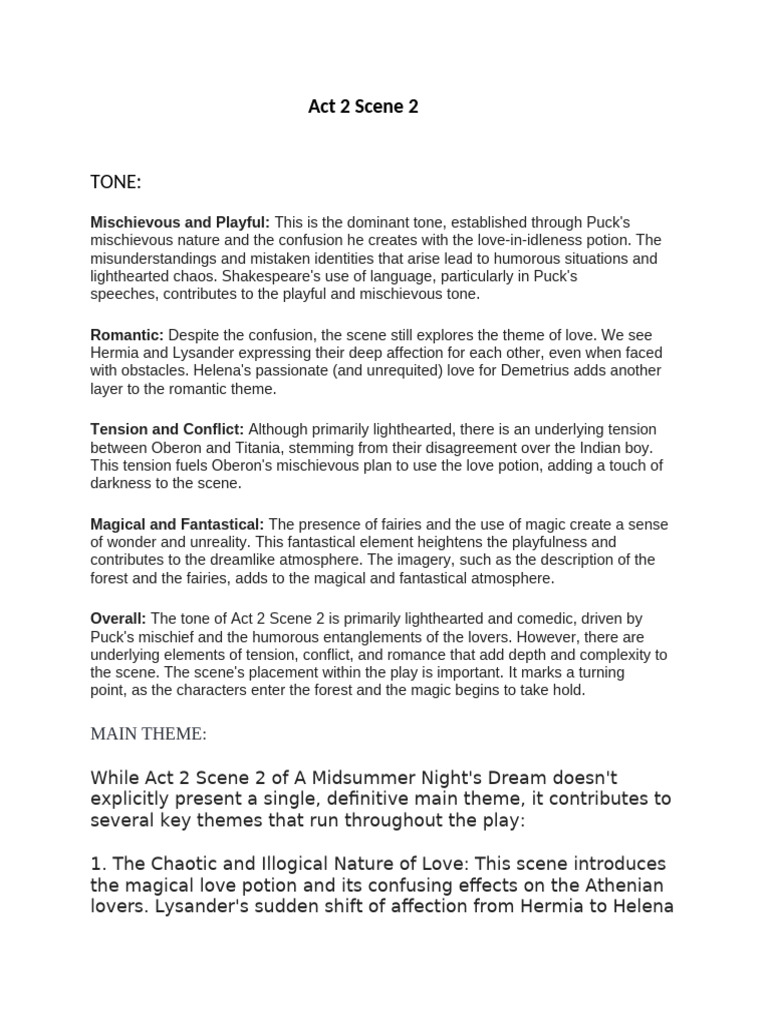 Act 2 Scene 2 Midsummer Night Dream | PDF