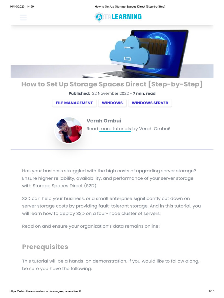 How To Set Up Storage Spaces Direct (Step-by-Step) | PDF
