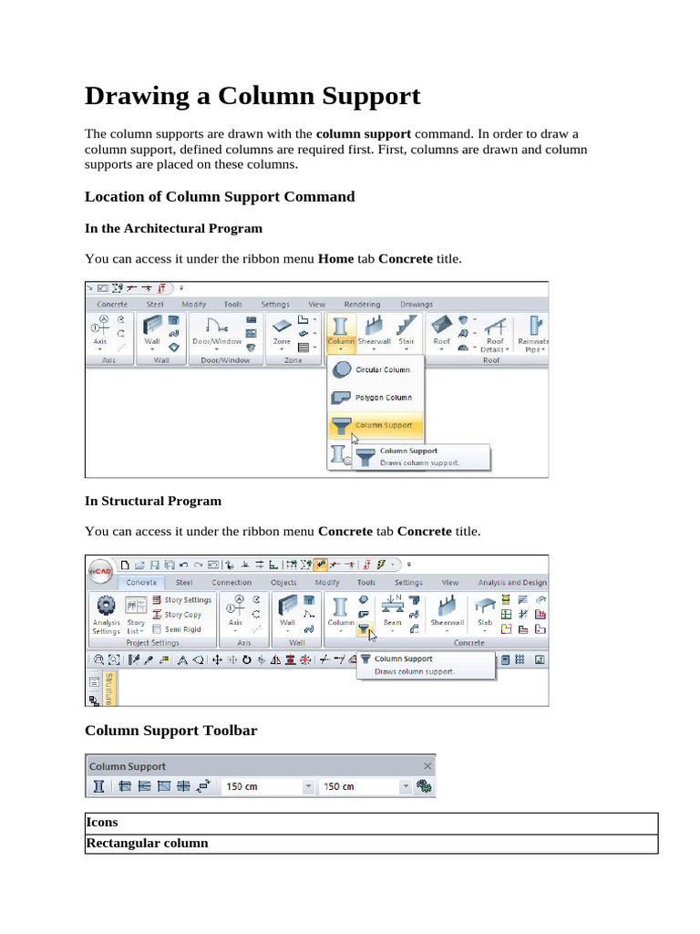 Drawing A Column Support | PDF