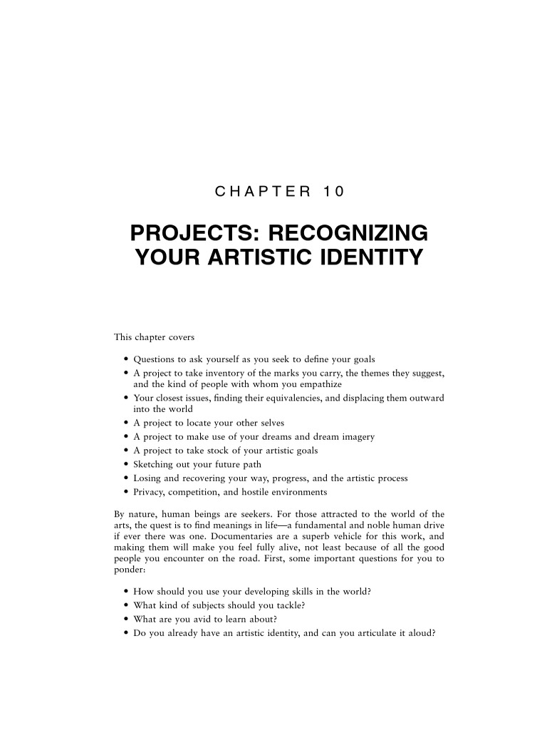 Rabiger, Directing The Documentary - Recognize Your Artistic Identity | PDF