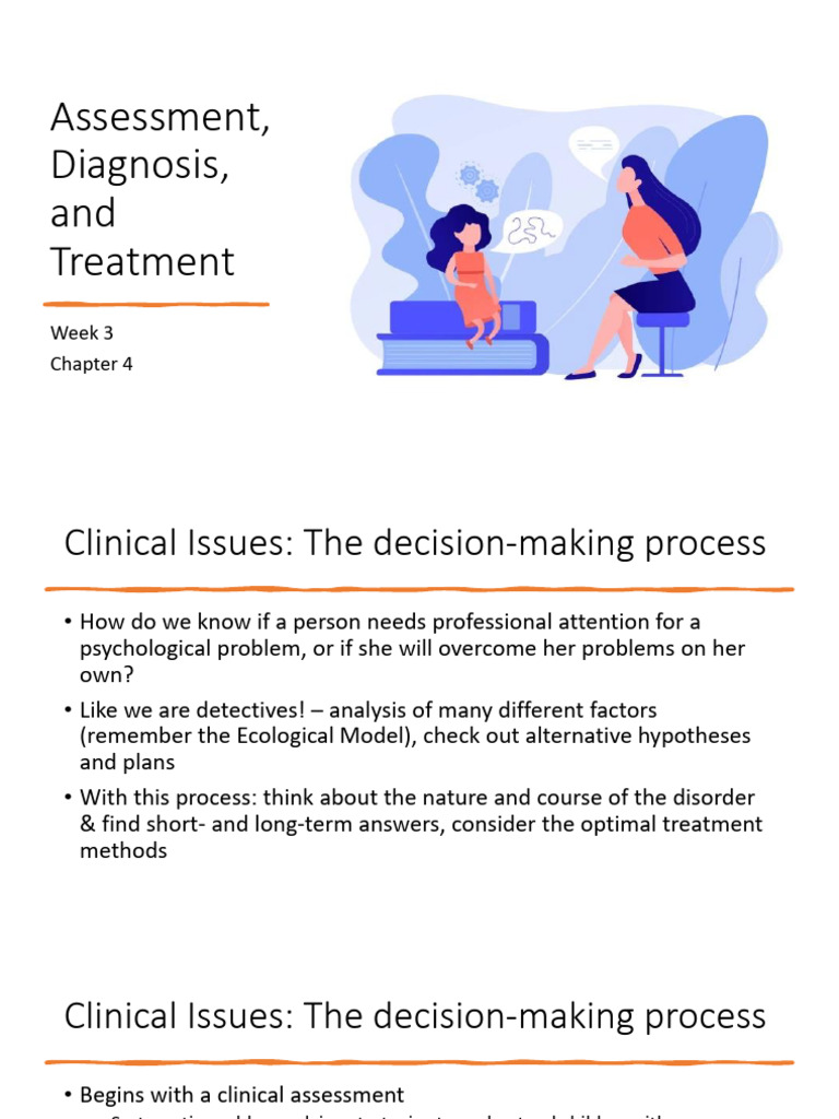 W3 Assessment, Diagnosis, Treatment | PDF | Mental Disorder | Self-Improvement
