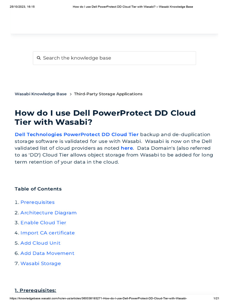How Do I Use Dell PowerProtect DD Cloud Tier With Wasabi - Wasabi Knowledge Base | PDF