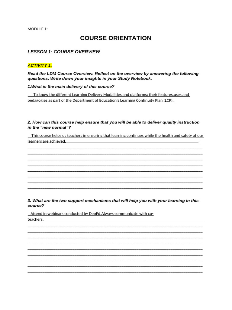 MODULE 1 Activities | PDF