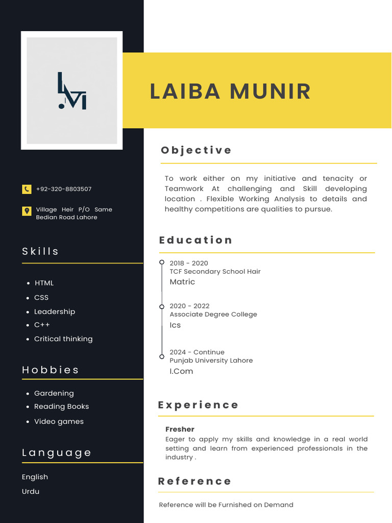 Laiba CV | PDF