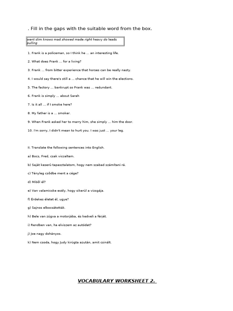 Fill in The Gaps With The Suitable Word From The Box | PDF