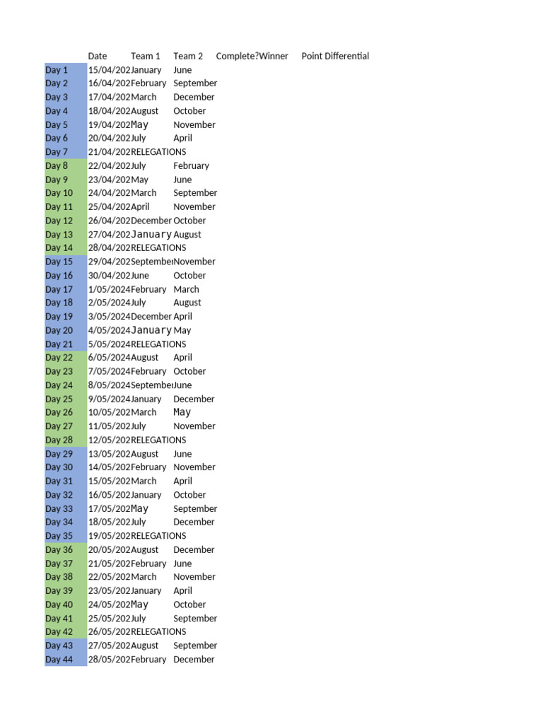 Season 2 Schedule | PDF