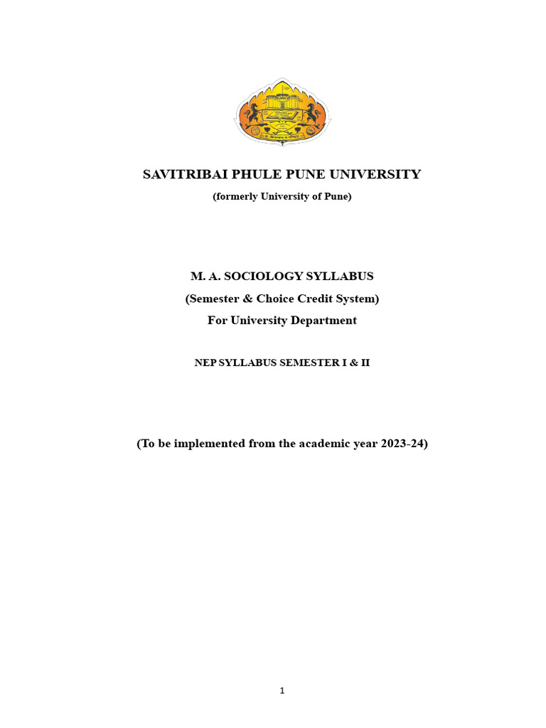 Sociology NEP Syllabus M. A. Semester I and II Syllabus Final ...