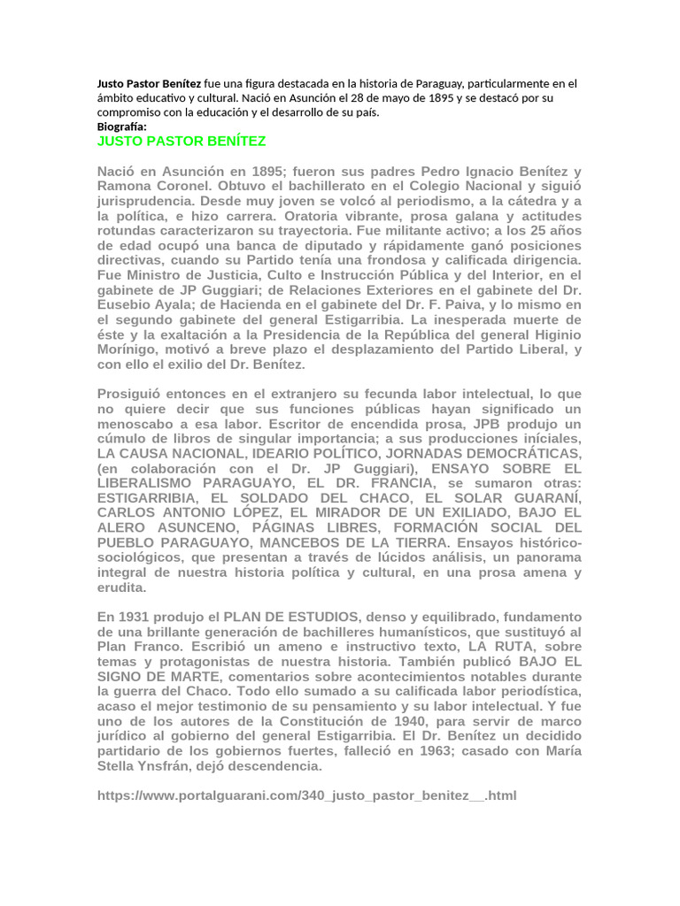 Justo Pastor Benítez | PDF