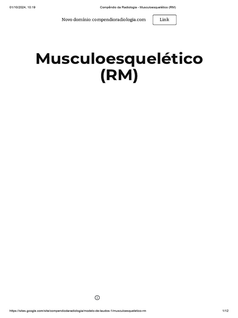 Compêndio Da Radiologia - Musculoesquelético (RM) | PDF