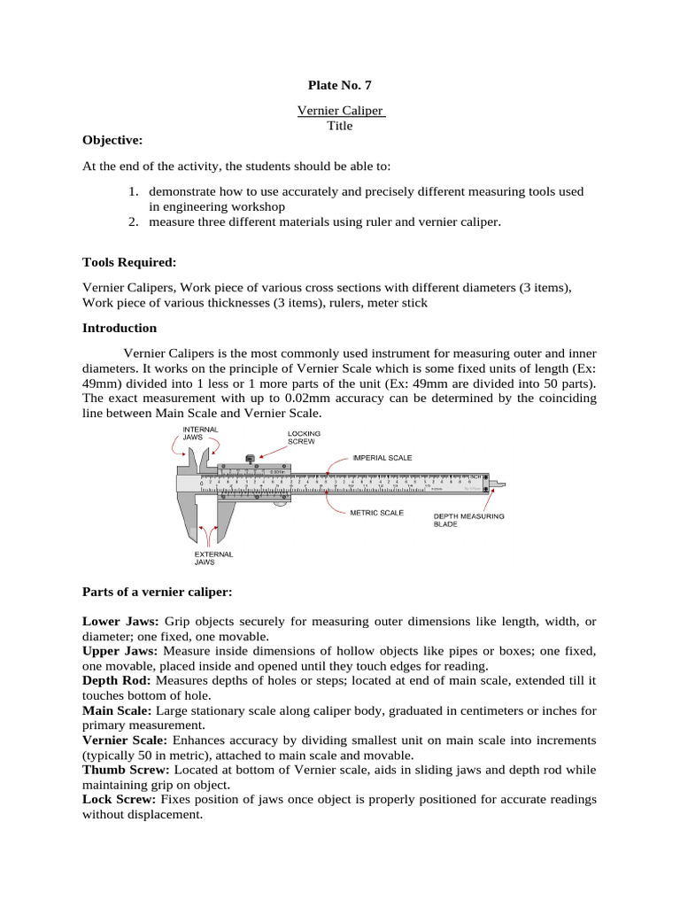 Plate No 2 Vernier Caliper | PDF