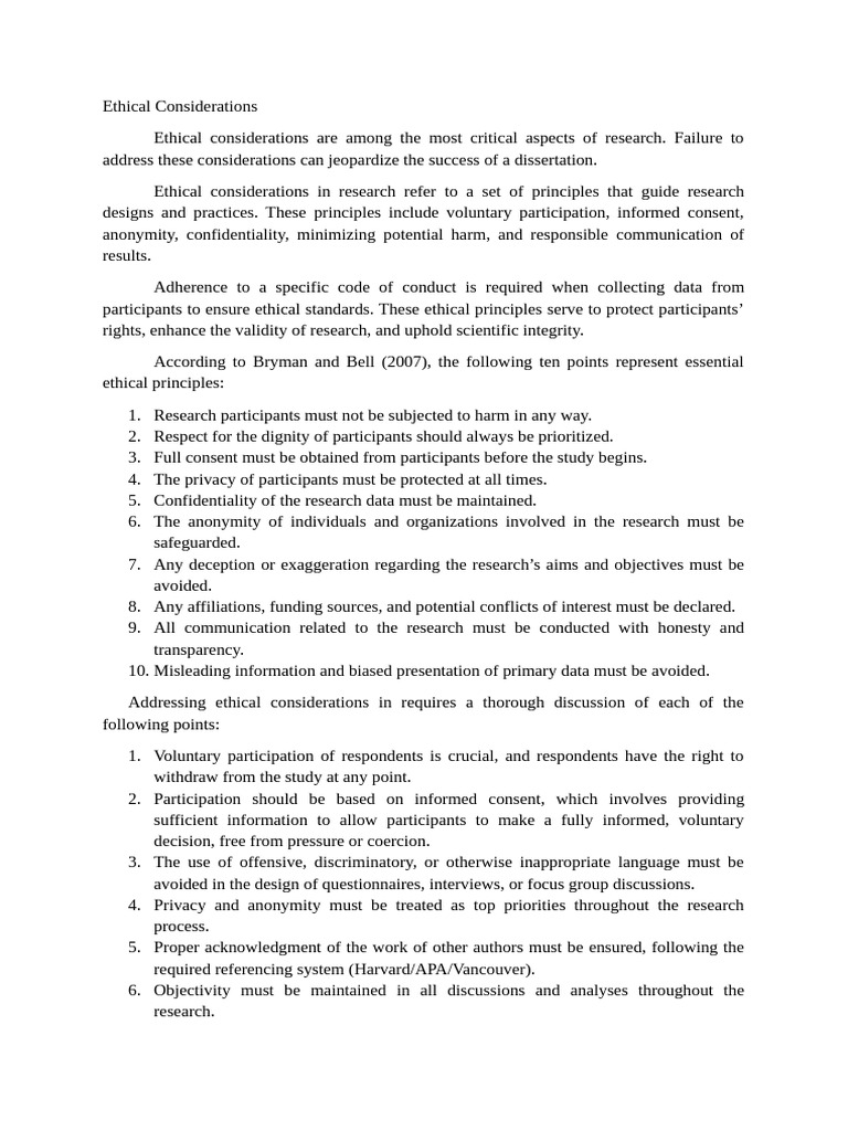 Ethical Consideration & Good Criteria | PDF