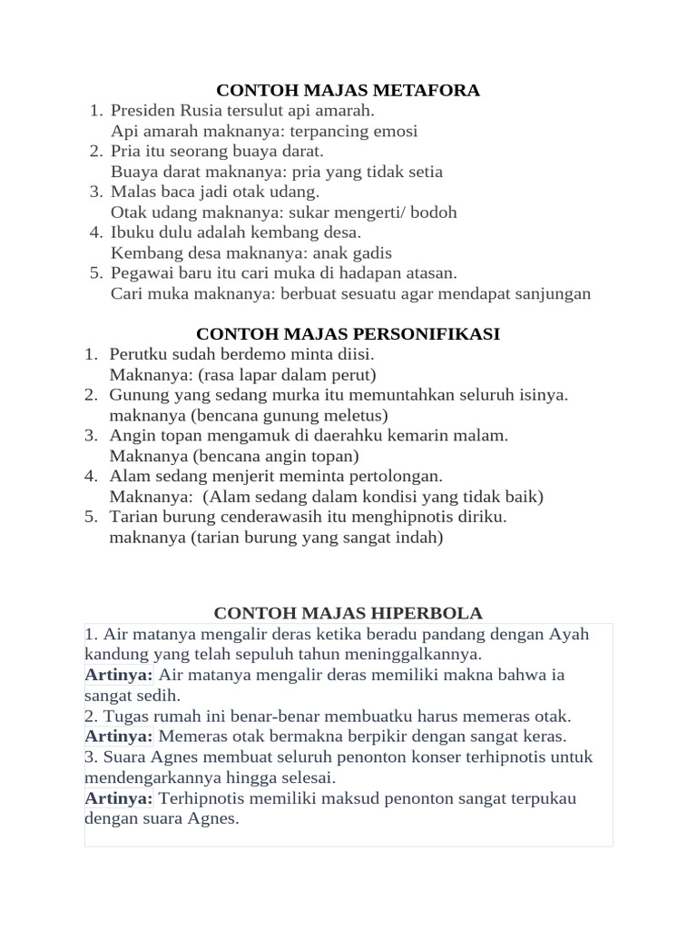 Contoh Majas Metafora | PDF