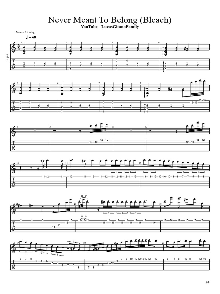 Bleach - Never Meant To Belong 1 (Tab) | PDF