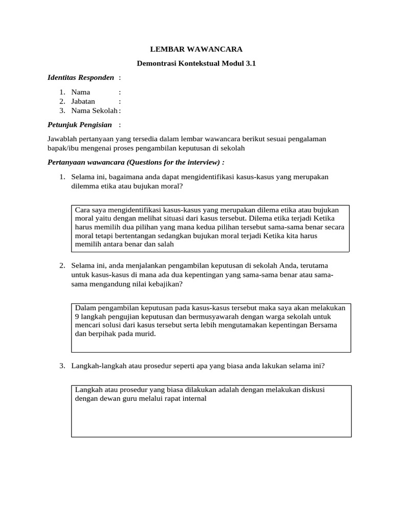 Lembar Wawancara | PDF | Karier & Perkembangan | Pengembangan Diri