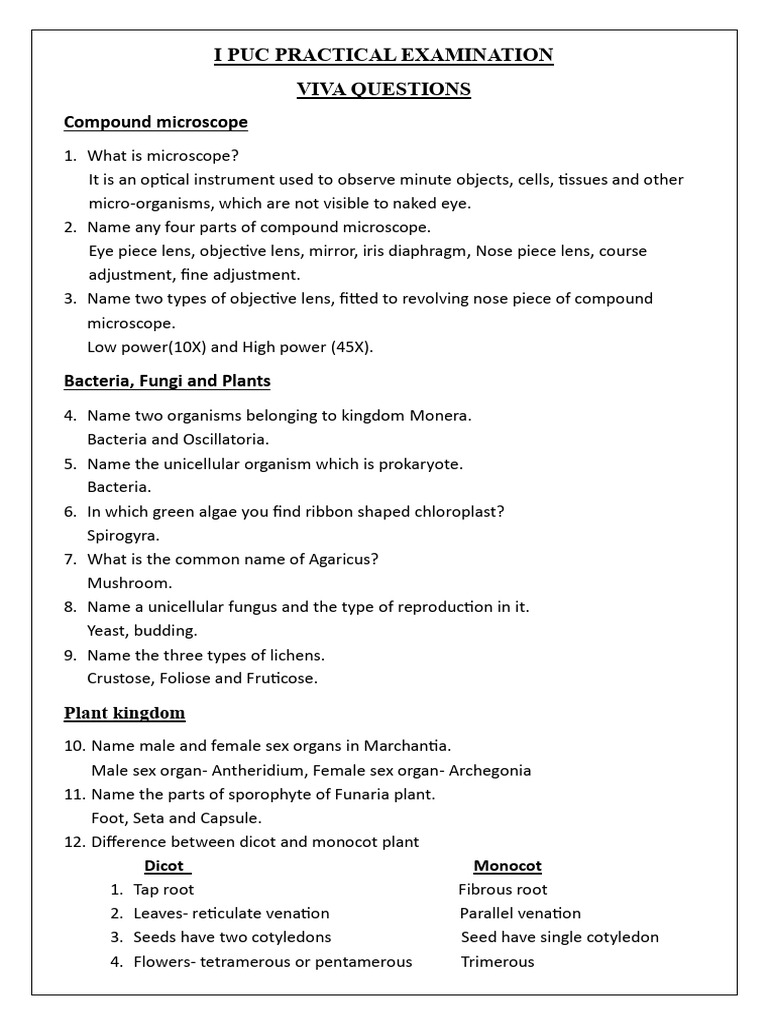 Viva Questions Bio | PDF