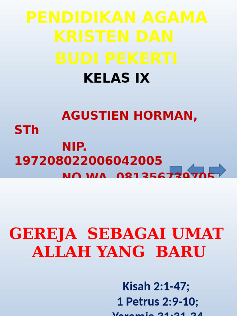 Gereja Sebagai Umat Allah Yang Baru Kelas 9 | PDF