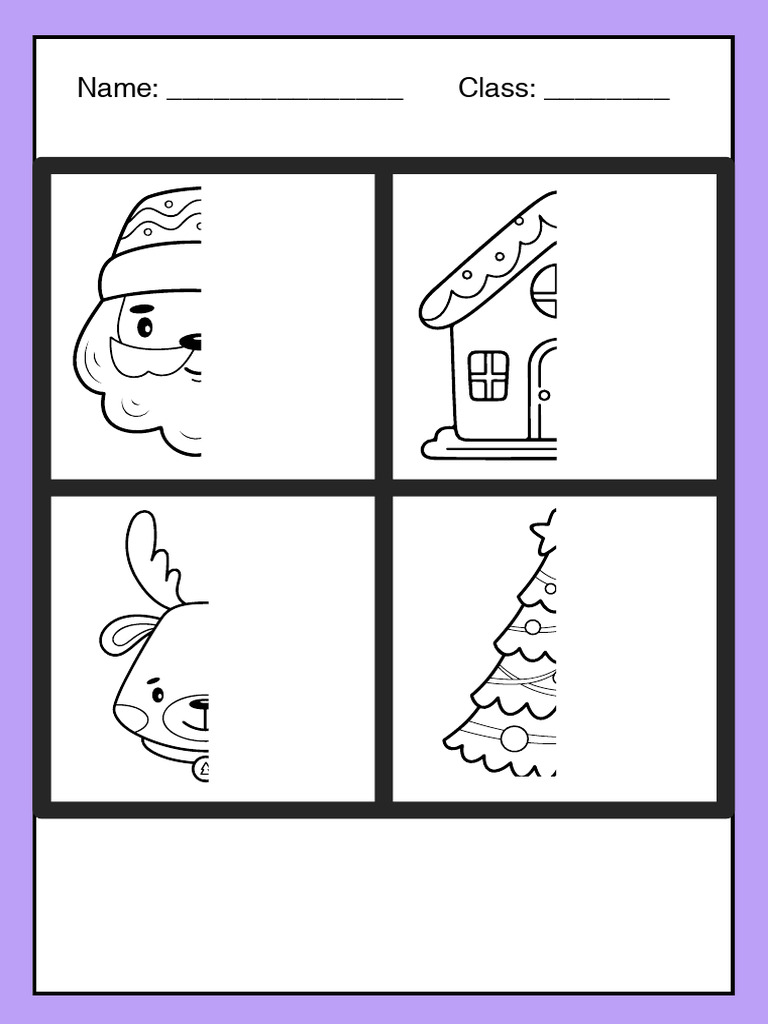 Christmas Symmetry Worksheet Bold Style in Purple | PDF