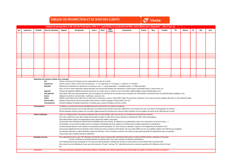 Tableau de Prospection Et de Suivi Des Clients | PDF