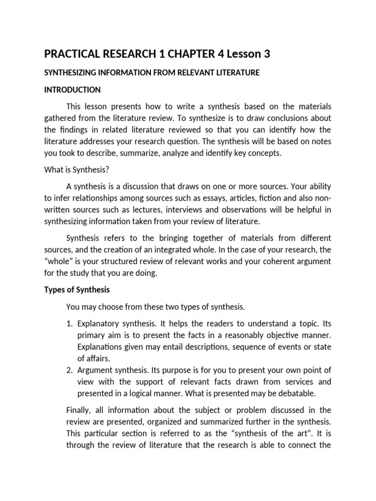 PRACTICAL RESEARCH 1 CHAPTER 4 Lesson 3 | PDF | Dialectic | Art