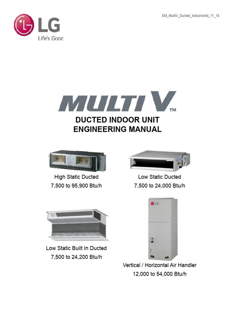 LG Engineering Manual MultiV Ducted IndoorUnits 11 2015 | PDF