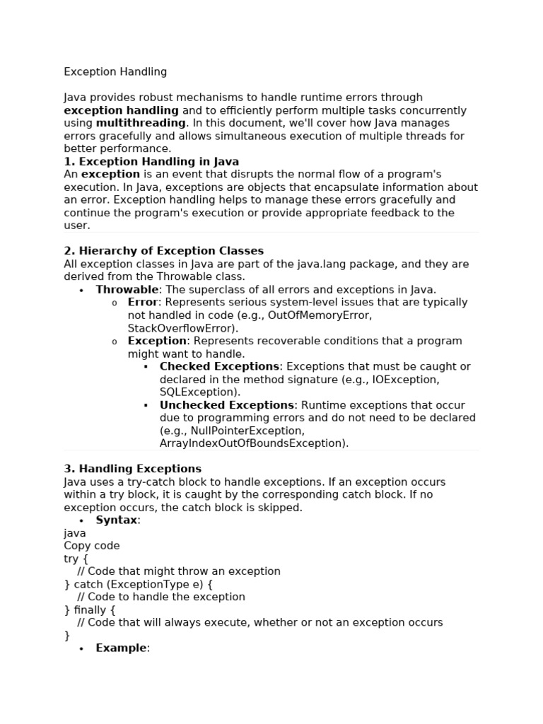 Exception Handling | PDF Exception Handling | PDF